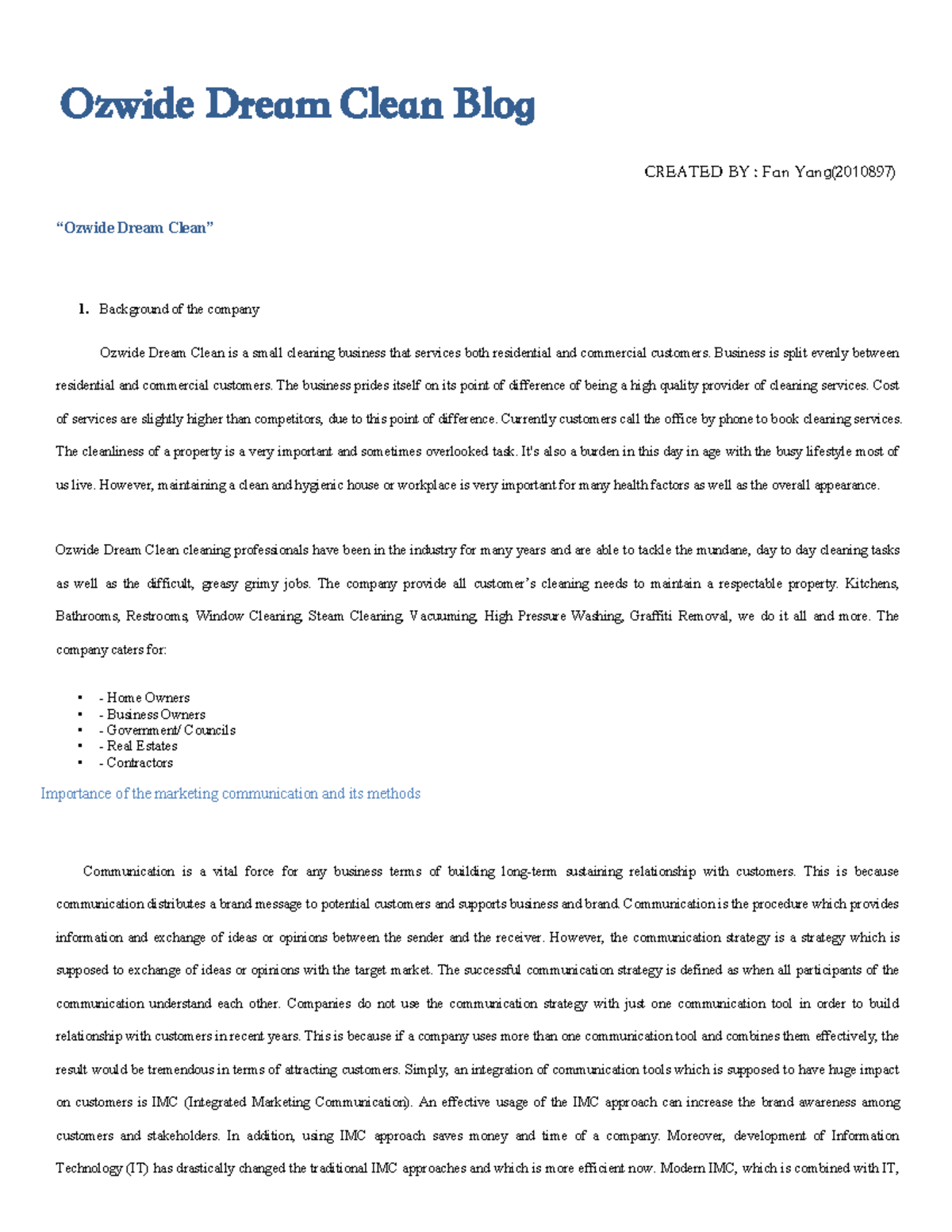 Ozwide Blog - Ozwide Dream Clean Blog CREATED BY : Fan Yang(2010897 ...