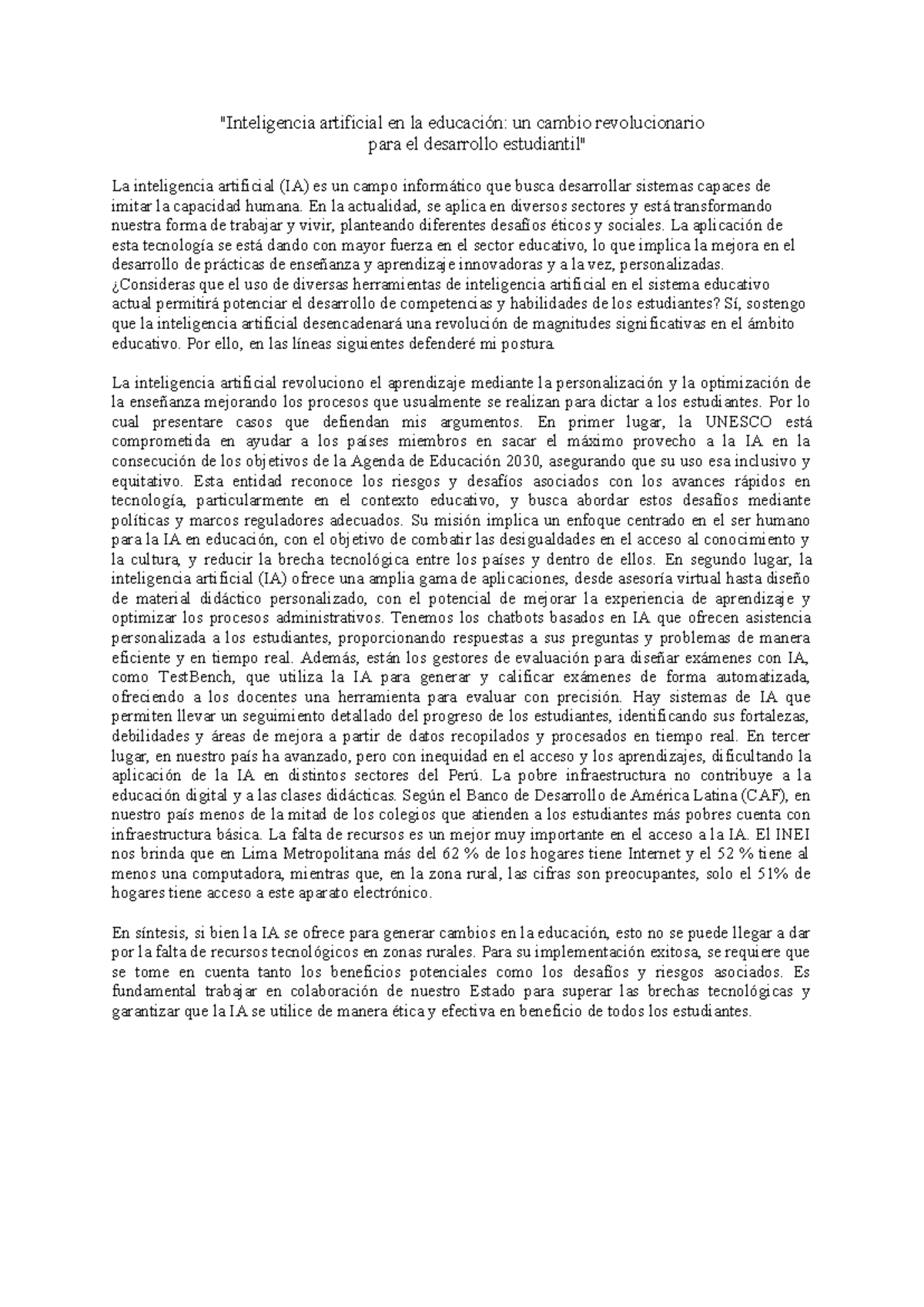 Practica Revisada - dawdawd - "Inteligencia artificial en la educación ...