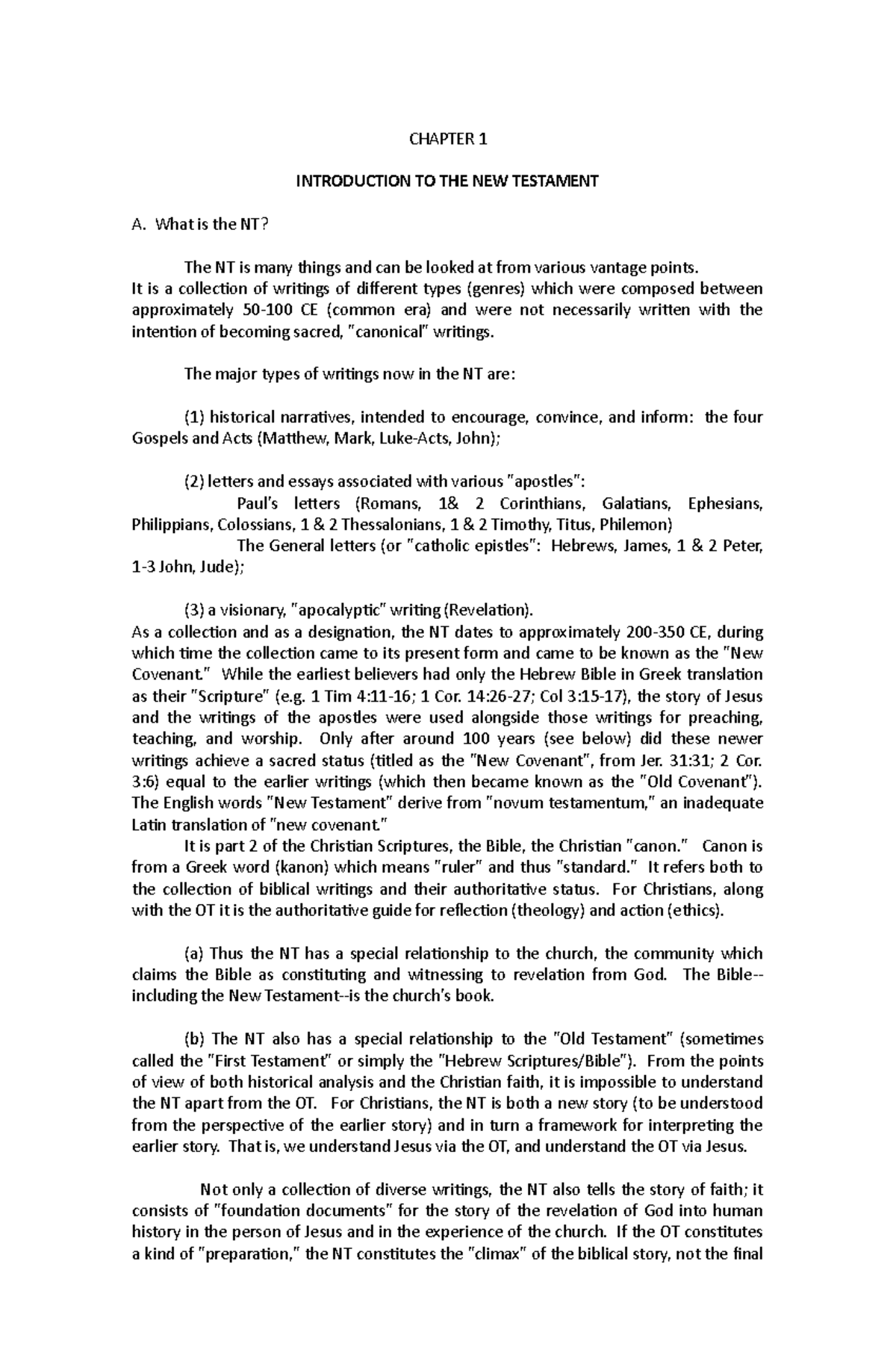 Gord CHP 1INTRb - New Testaments Religion - CHAPTER 1 INTRODUCTION TO ...