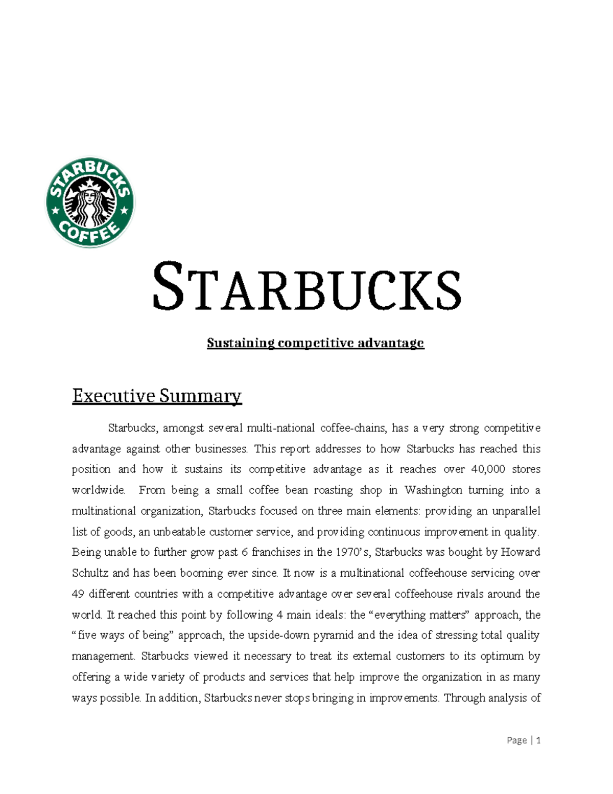003 - Starbucks - none - STARBUCKS Sustaining competitive advantage ...