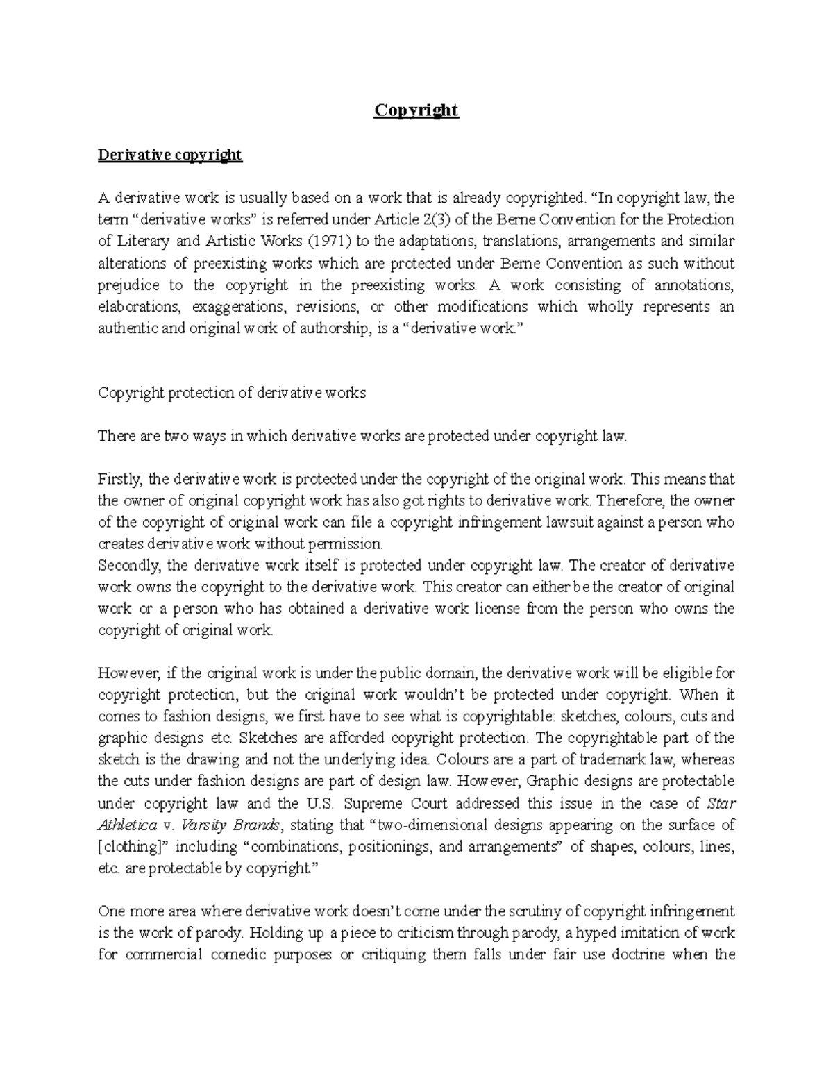 Copyright - Copyright Derivative copyright A derivative work is usually ...