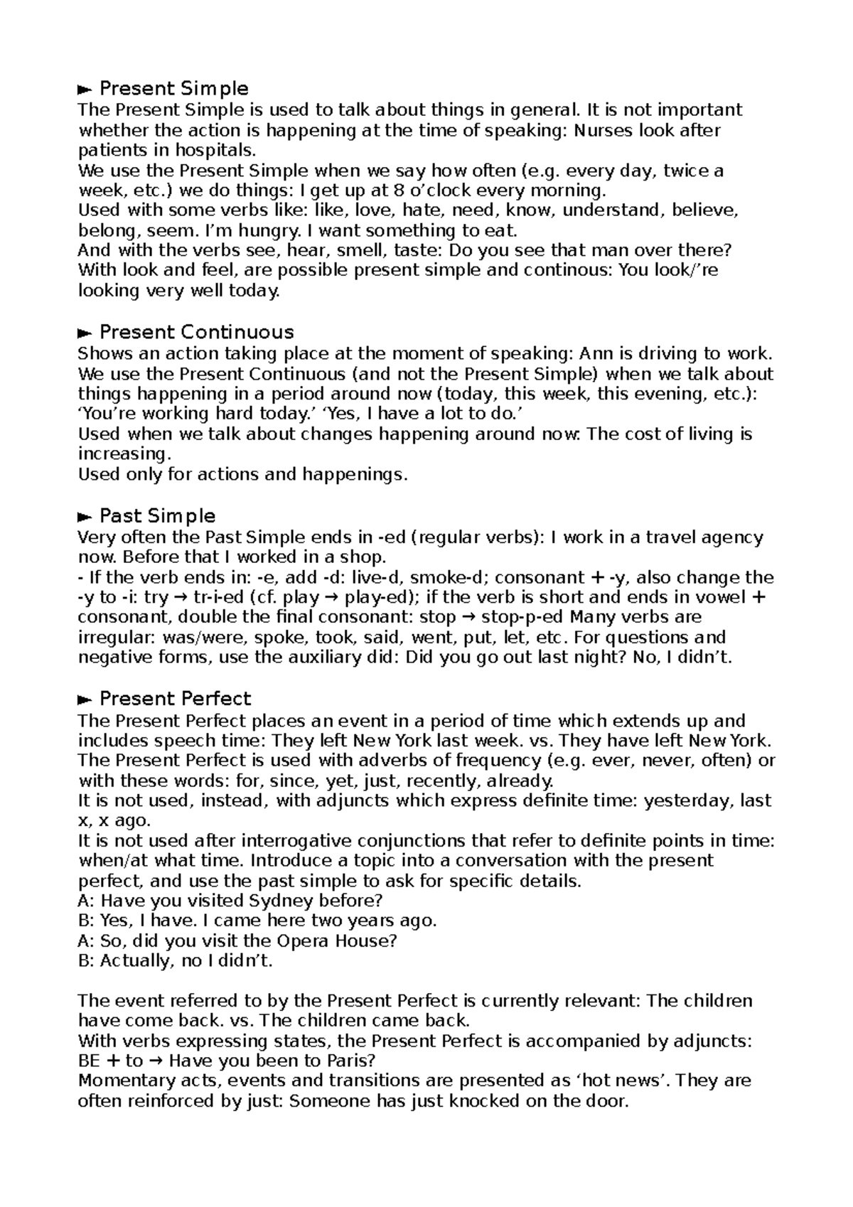 Present Simple ecc - appunti presi - Present Simple The Present Simple is used to talk about ...