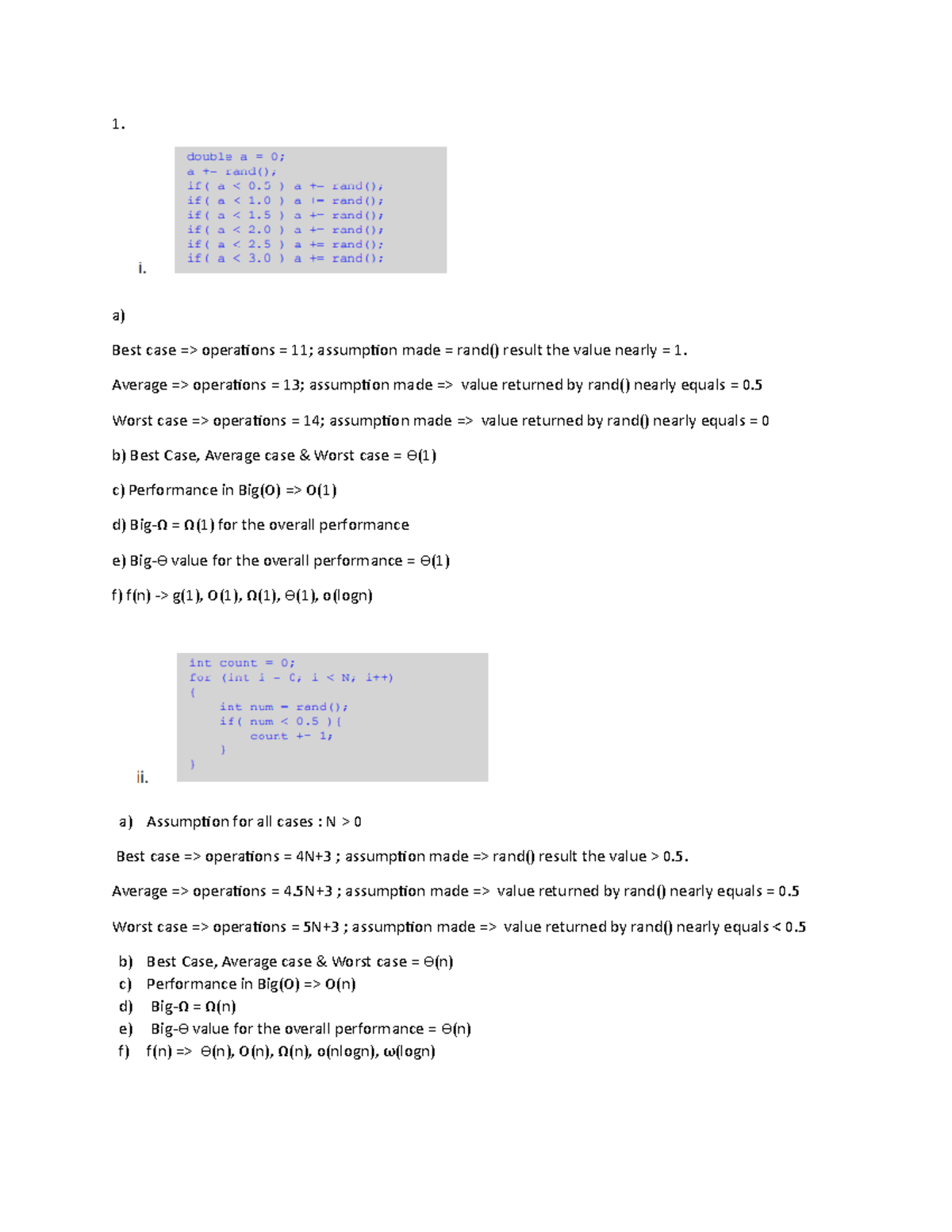 Algo - jgfm fgj. .hkkkk; ruoy eihfa fdflkfj;oi - 1. a) Best case ...