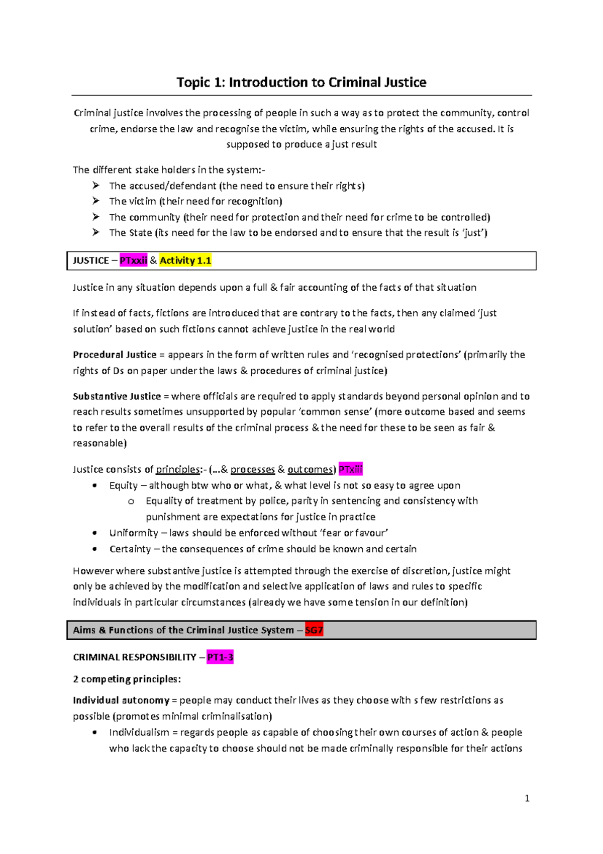 Criminal-law-i-study-notes-comprehensive - Topic 1: Introduction to ...