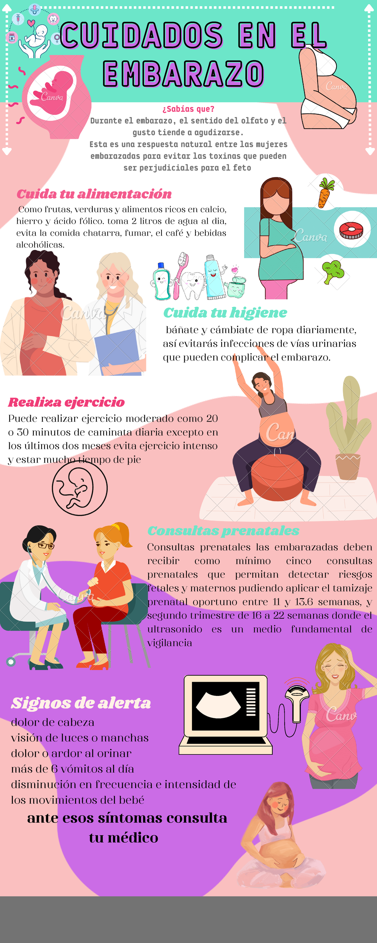 Afiche sesion 2 cuidados en el embarazo - Signos de alerta dolor de ...