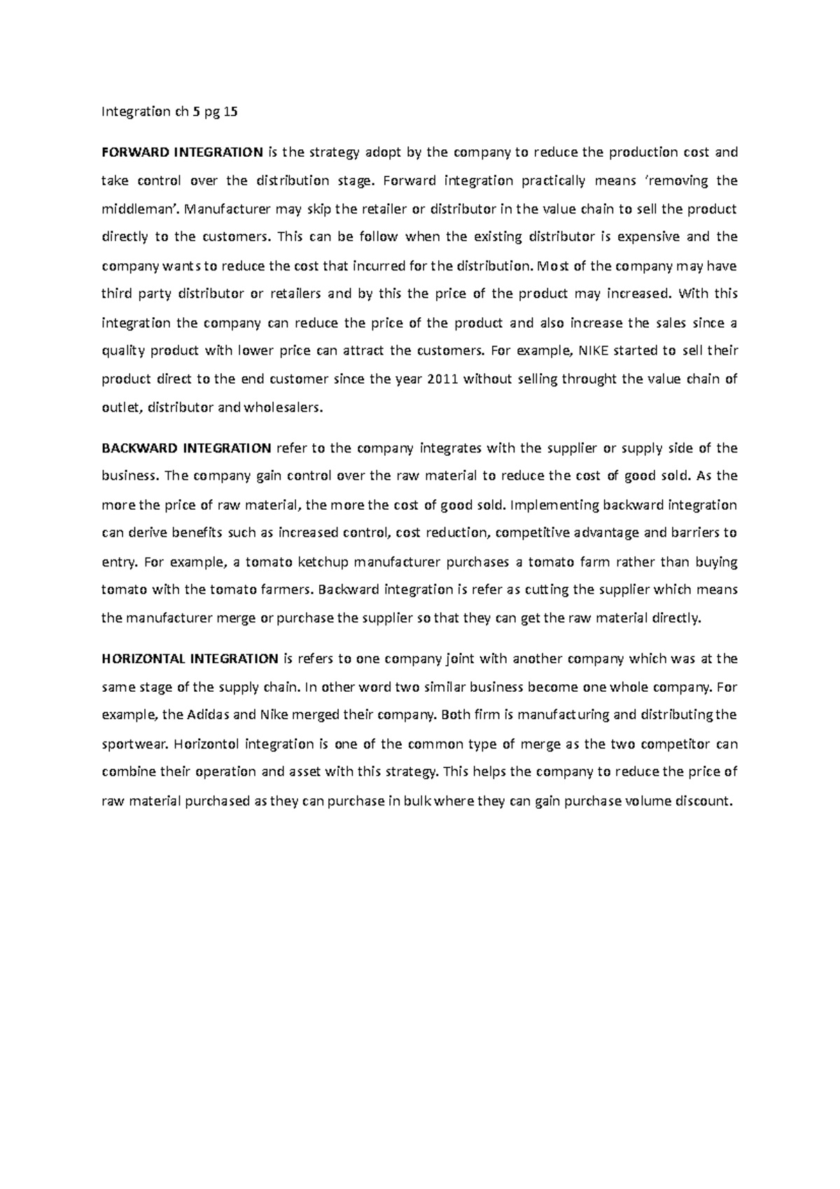 Forward Integration - wrfac - Integration ch 5 pg 15 FORWARD INTEGRATION is the strategy adopt ...