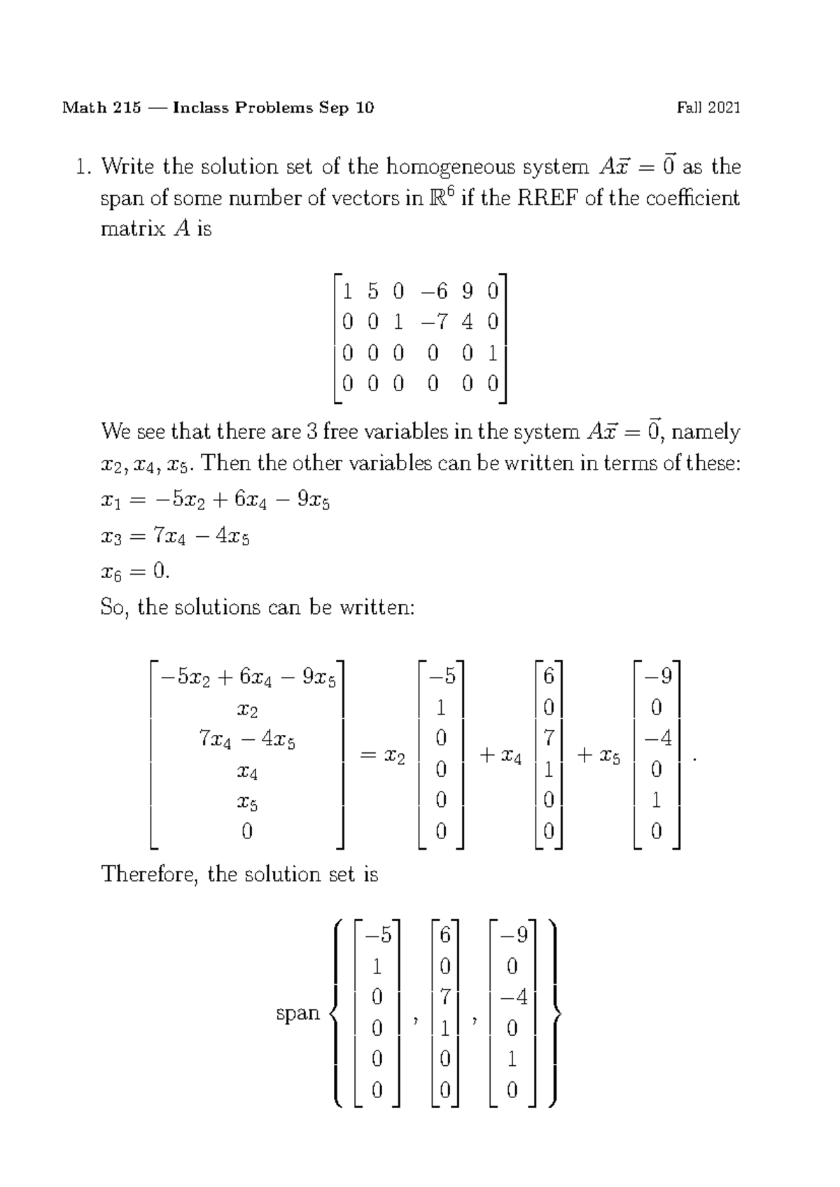4-Solution to In Class 4 - Math 215 — Inclass Problems Sep 10 Fall 2021 ...