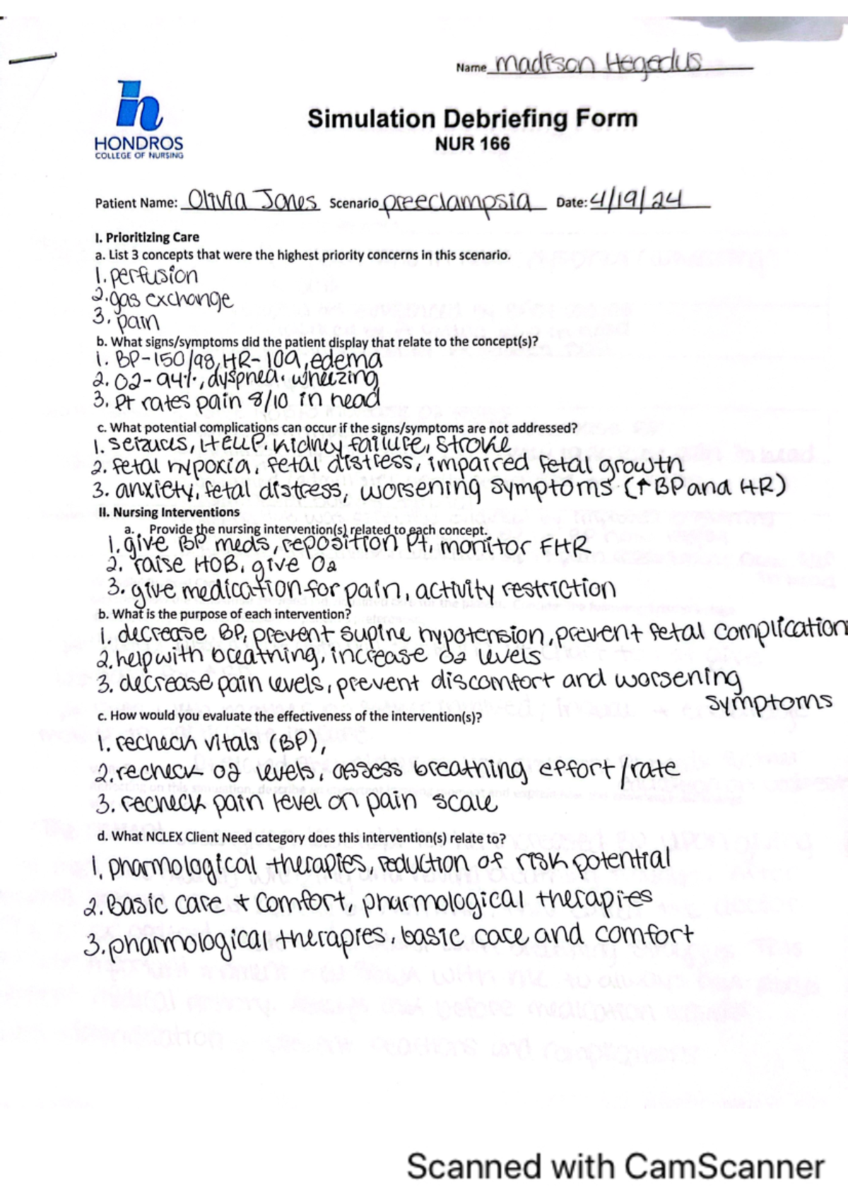 nursing 166 week 4 pre class assignment - Name madison Hegedus ...