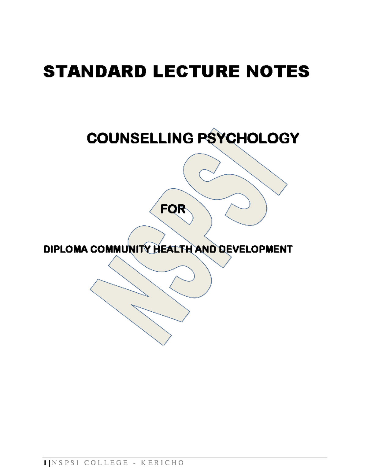 Counselling Psychology lecture notes for social work module 3 ...