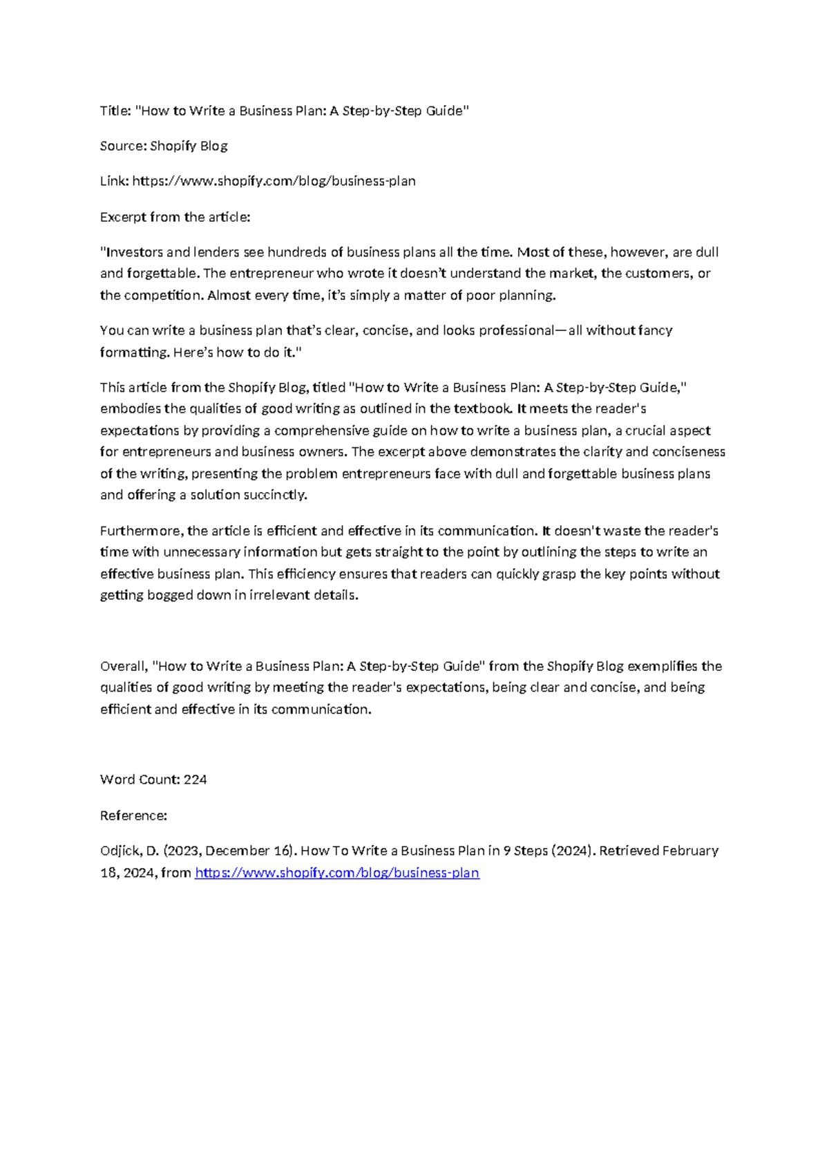 BUS1105-01 Discussion Forum Unit 3 - Title: "How to Write a Business ...