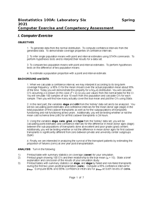 Lab 1 -practice consist - Biostatistics 100A: Laboratory Session One Spring 2022 I. Computer ...