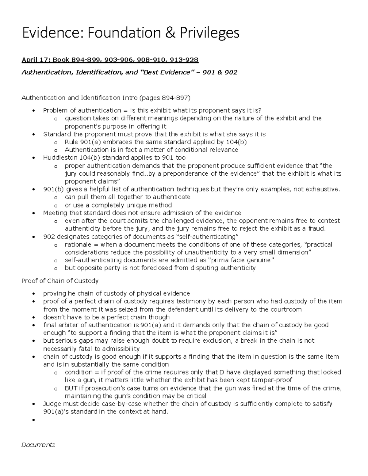 Evidence Foundationand Privileges - Evidence: Foundation & Privileges ...