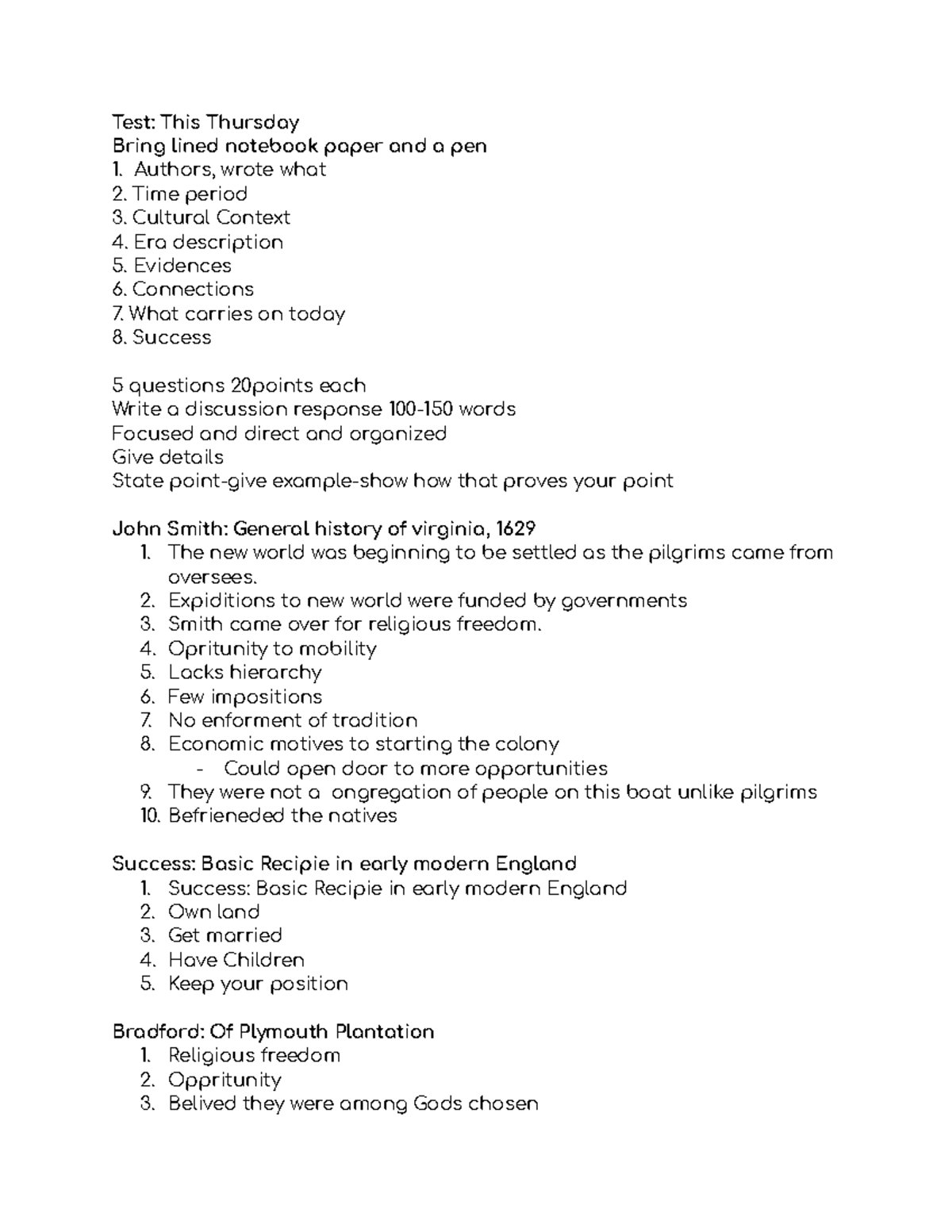 English test review - Test: This Thursday Bring lined notebook paper ...