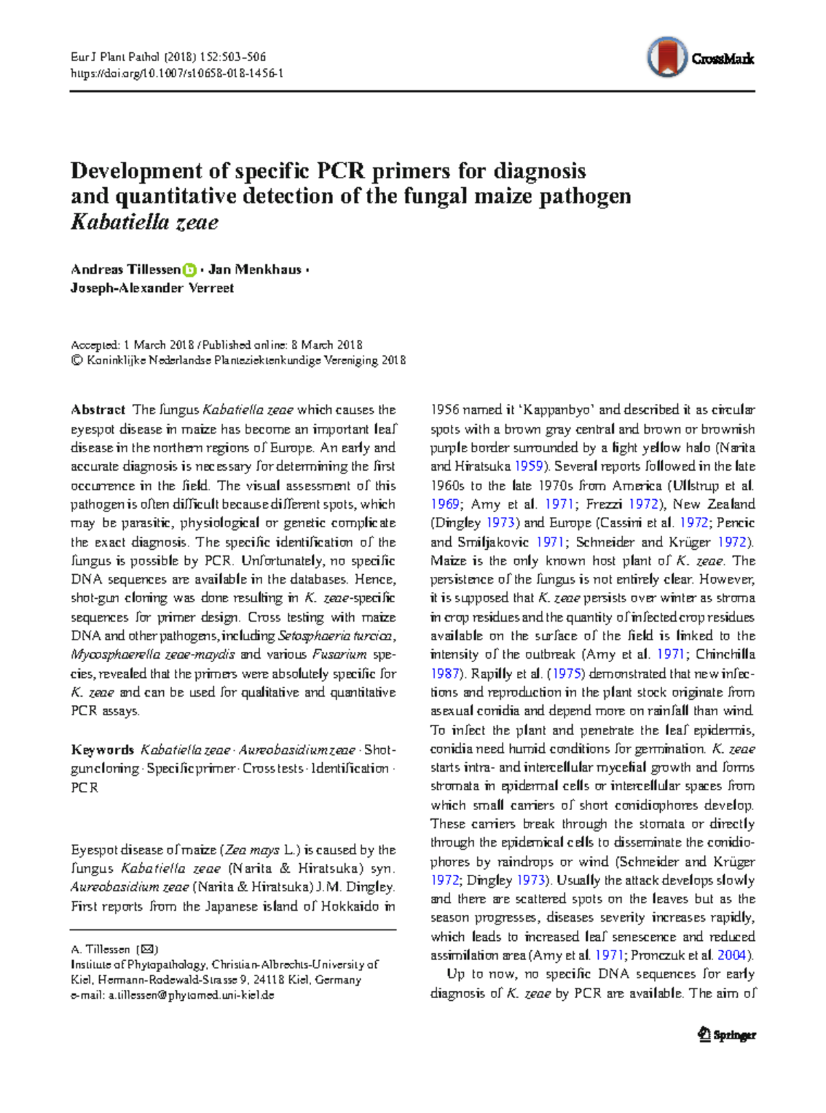 Reference Report Article 2 - Development of specific PCR primers for ...