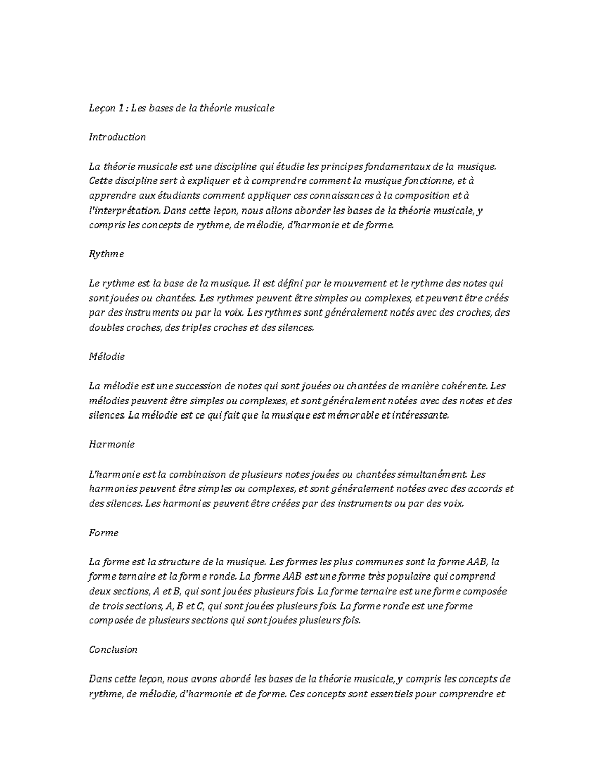 Music Theory and Composition Study Notes - Leçon 1 : Les bases de la ...