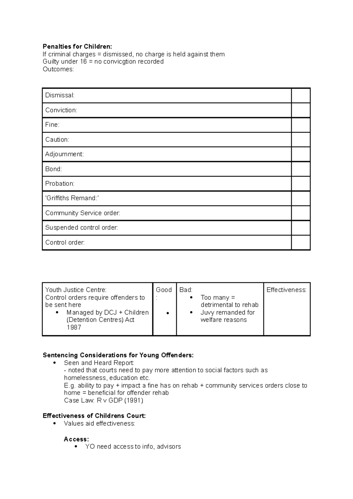 Penalties for Children - E. ability to pay + impact a fine has on rehab ...