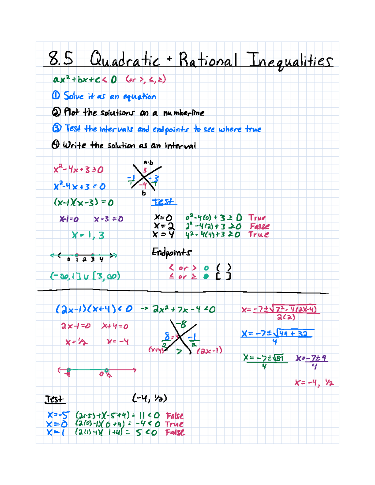8.5 Quadratic and Rational Inequalities - 8 5 Quadratic Rational ...