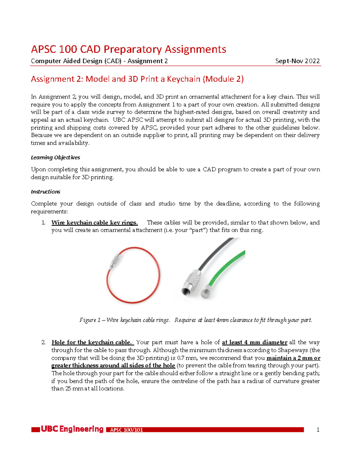 APSC 100 - CAD Assignment 2 - keychain - APSC 100 CAD Preparatory ...