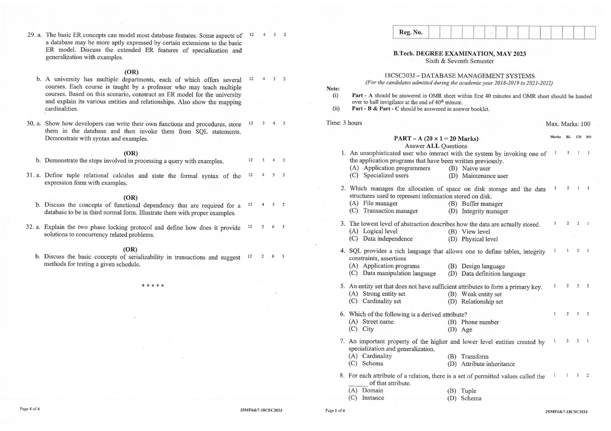 Endsem 3 - useful for sem preparation - Database Management Systems - Studocu