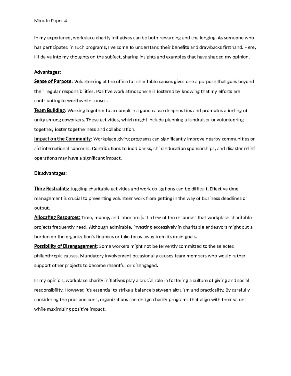 Minute Paper 4 - efefefefef - Minute Paper 4 In my experience ...