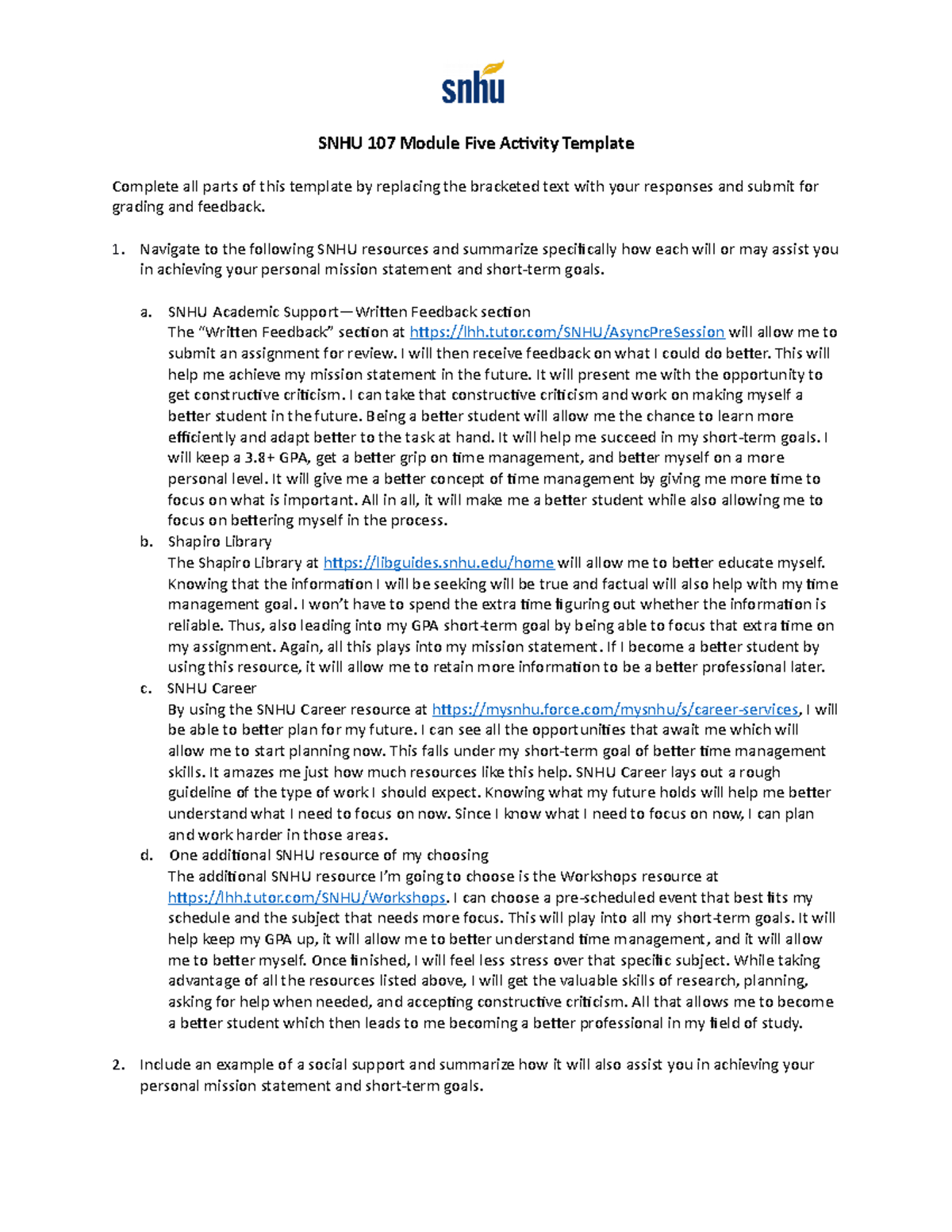 Module 5 - Scavenger Hunt - SNHU 107 Module Five Activity Template ...