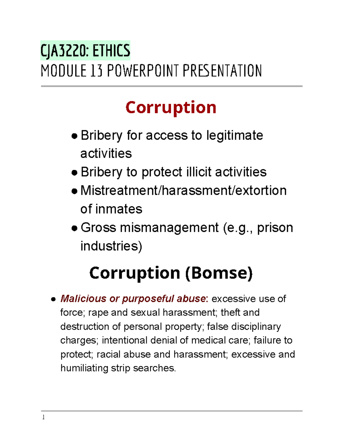 Ethics module 13 - Powerpoint lecture notes from the textbook ethical ...