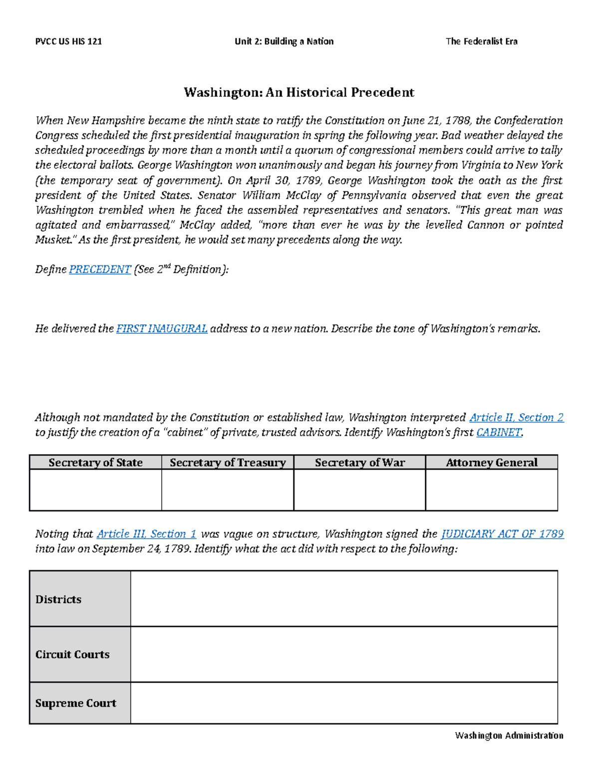 Unit 2- The Federalist Era- Washington activity - ap micro - Studocu
