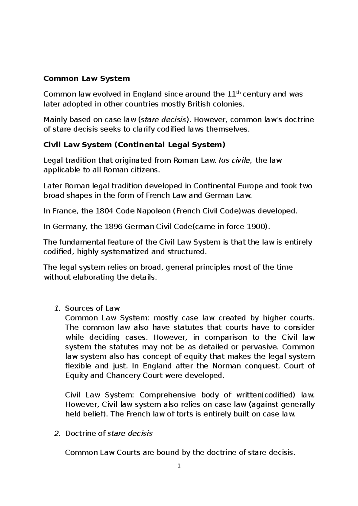 Common Law System - good to understand - Common Law System Common law ...