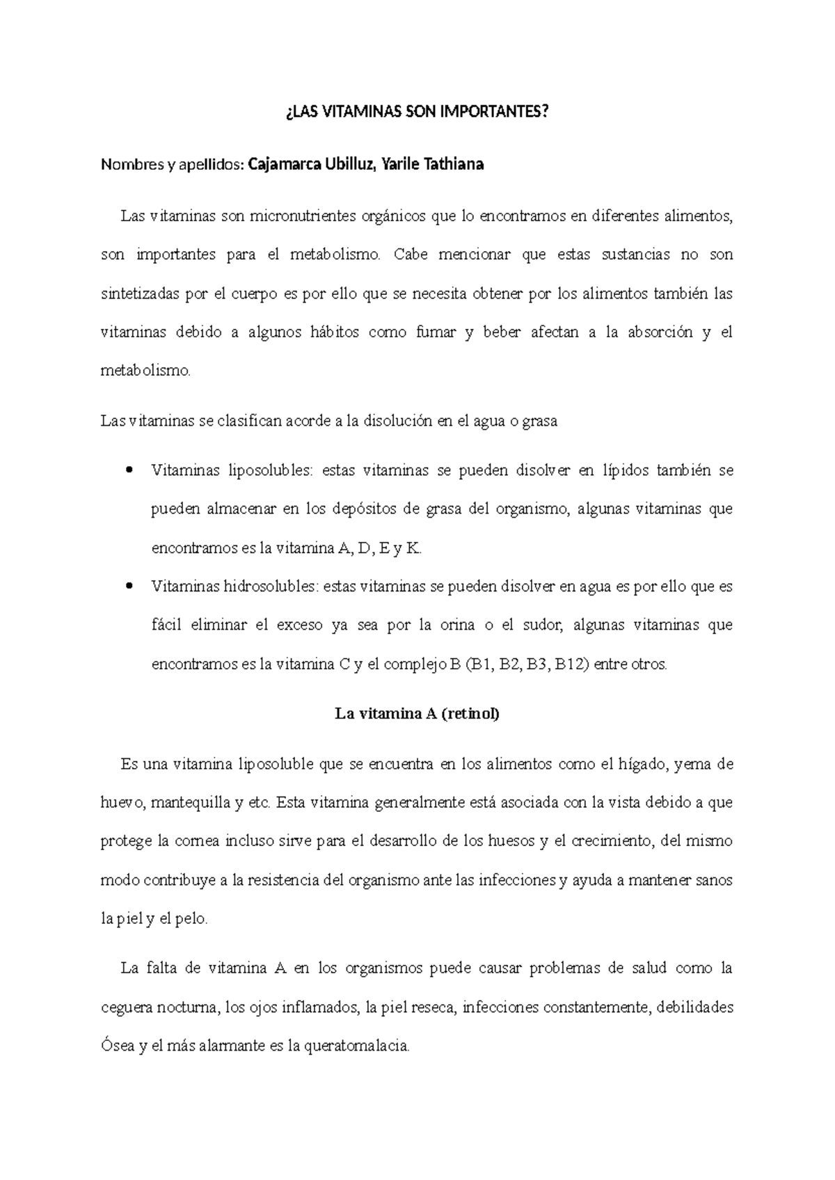 LAS Vitaminas SON Importantes - ¿LAS VITAMINAS SON IMPORTANTES? Nombres ...