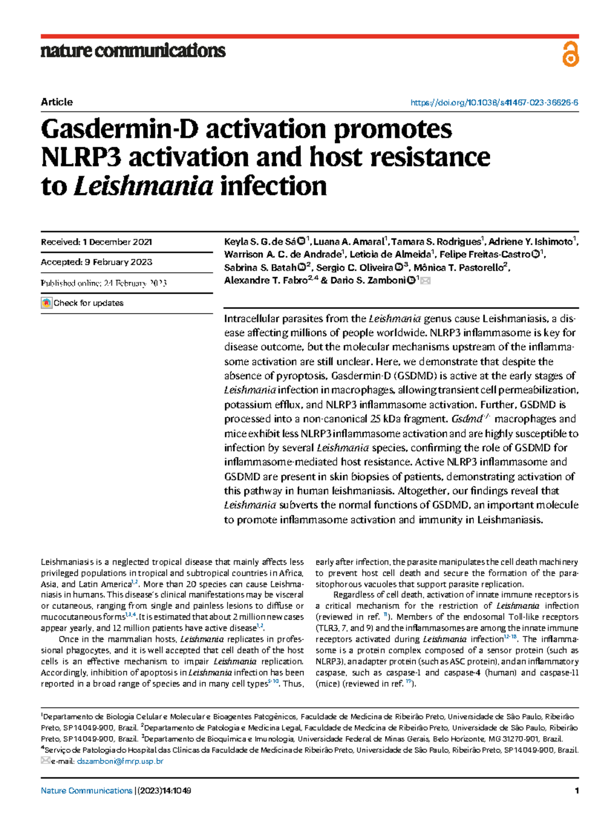 Gasdermin-D activation promotes nlrp3 activation and host resistance to ...