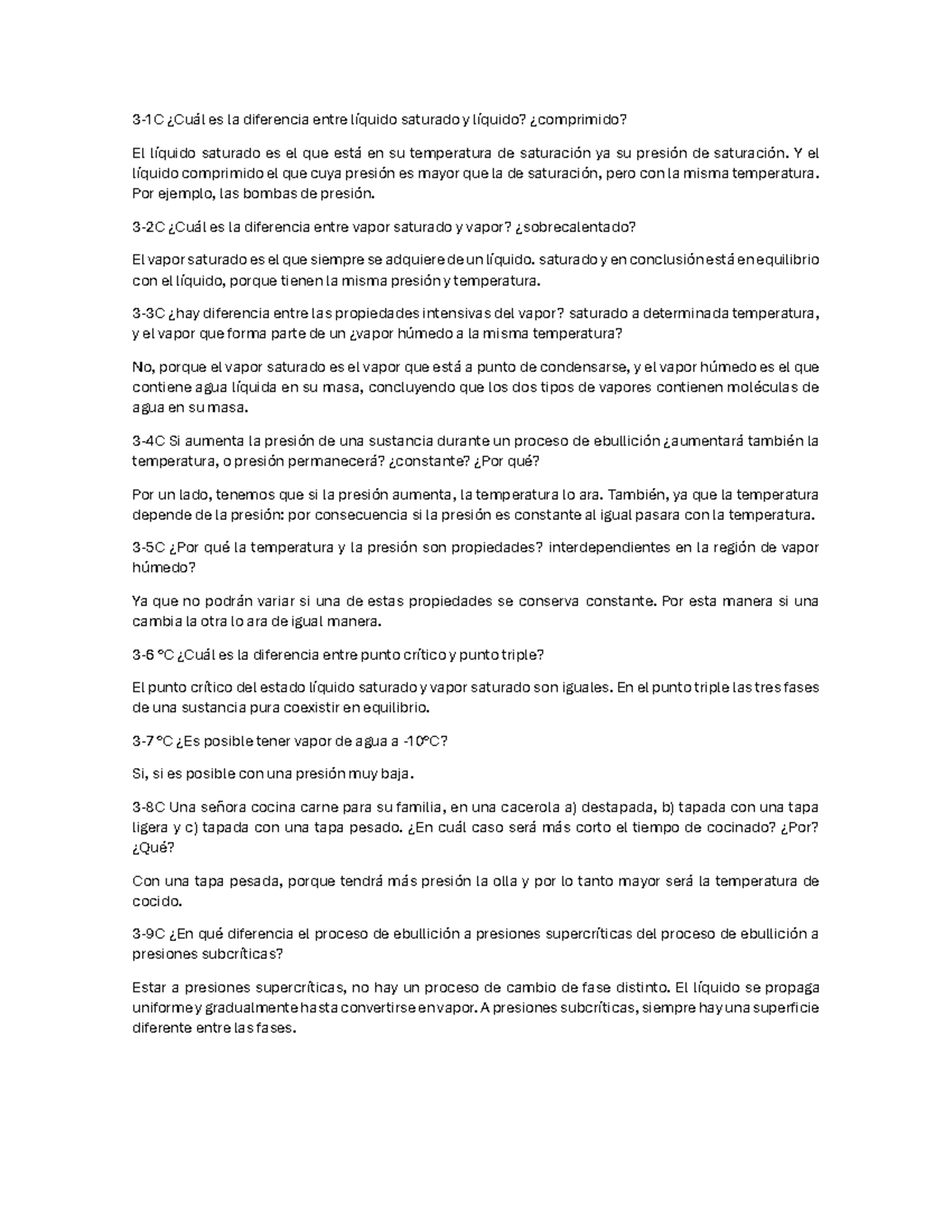 1 - respuestas - 3 - 1C ¿Cuál es la diferencia entre líquido saturado y ...