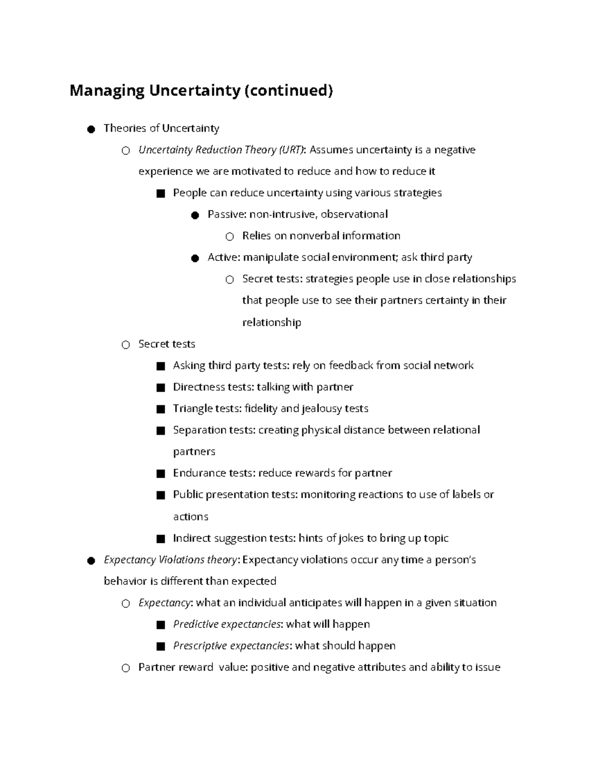 2/14 Lecture Notes - Managing Uncertainty (continued) Theories of ...