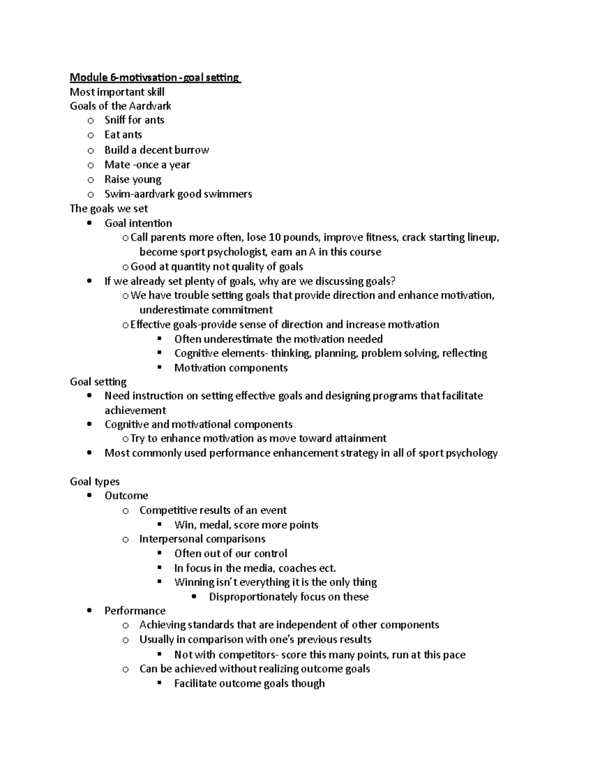 PSYC 3301 Module 6- goal setting - Module 6-moivsaion -goal seing Most ...