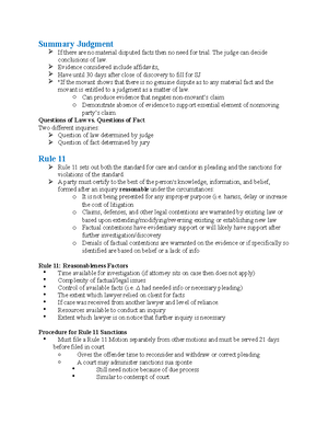 Civil Procedure - Prof Wang - Civil Procedure Outline THINGS TO KEEP IN ...