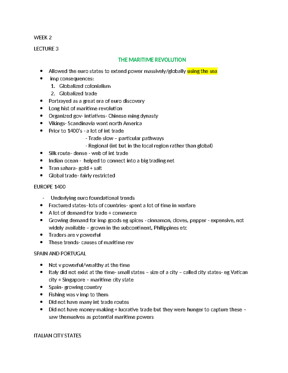 Lecture 3 - maritime revolution hist124 - WEEK 2 LECTURE 3 THE MARITIME ...