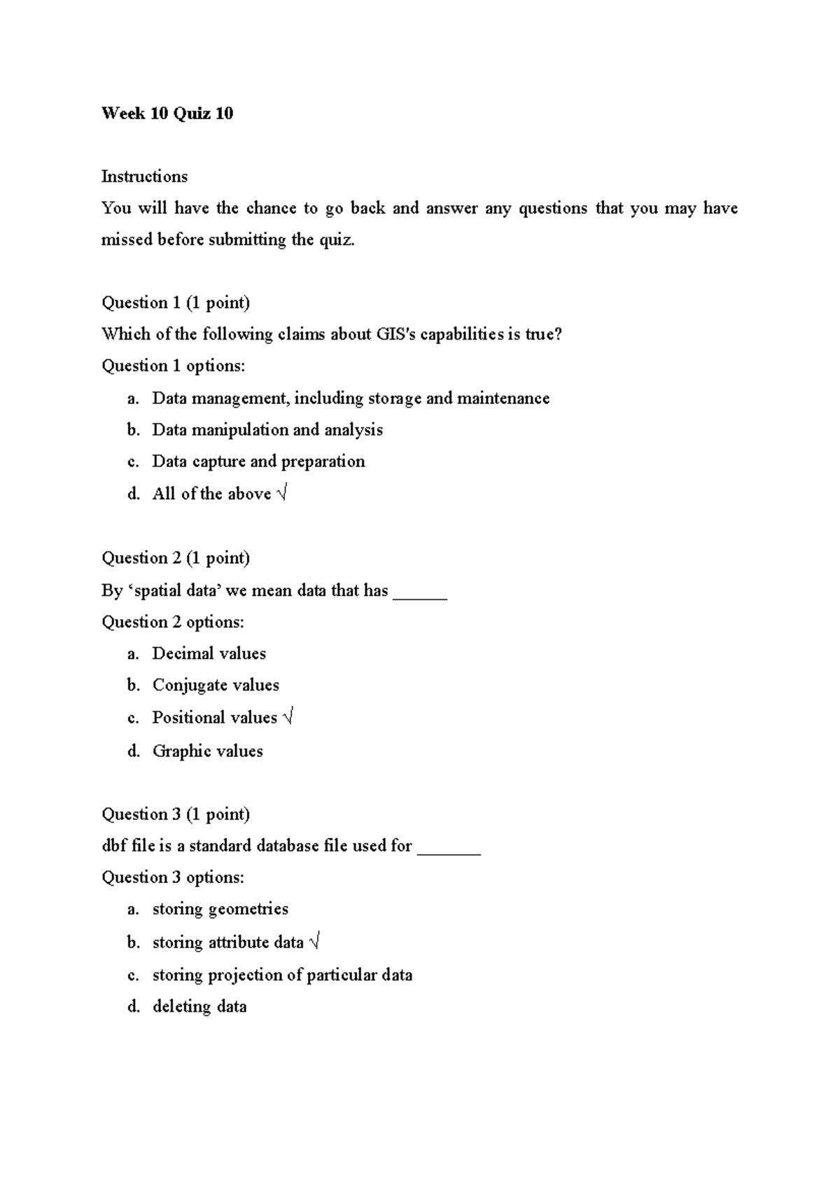 Week 10 Quiz 10 Concepts in GIS and Remote Sensing - Week 10 Quiz 10 ...