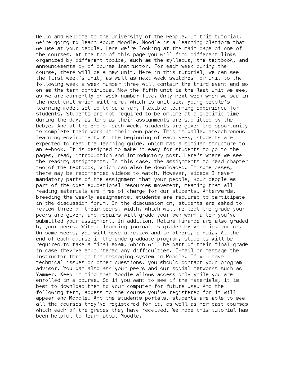 What is Online Learning - University of the People Transcript - Hello ...