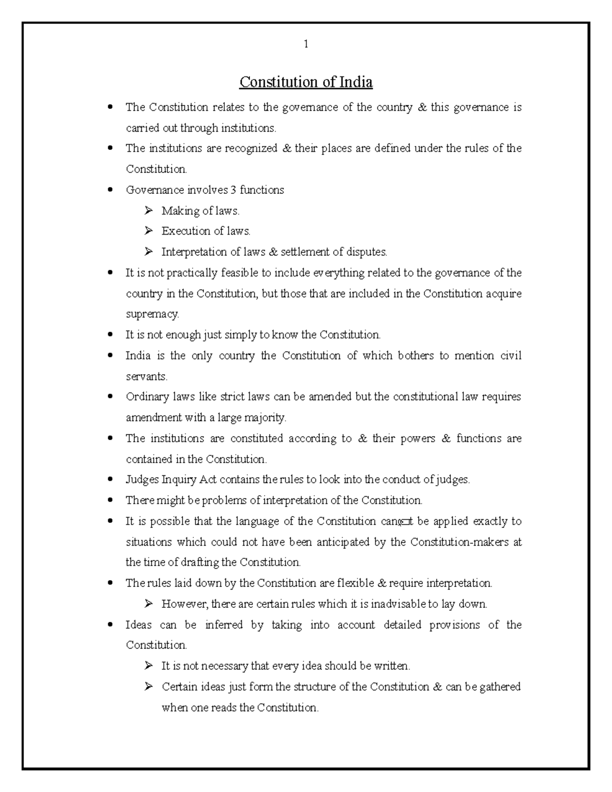 Constitutional Law Notes - Constitution of India The Constitution ...