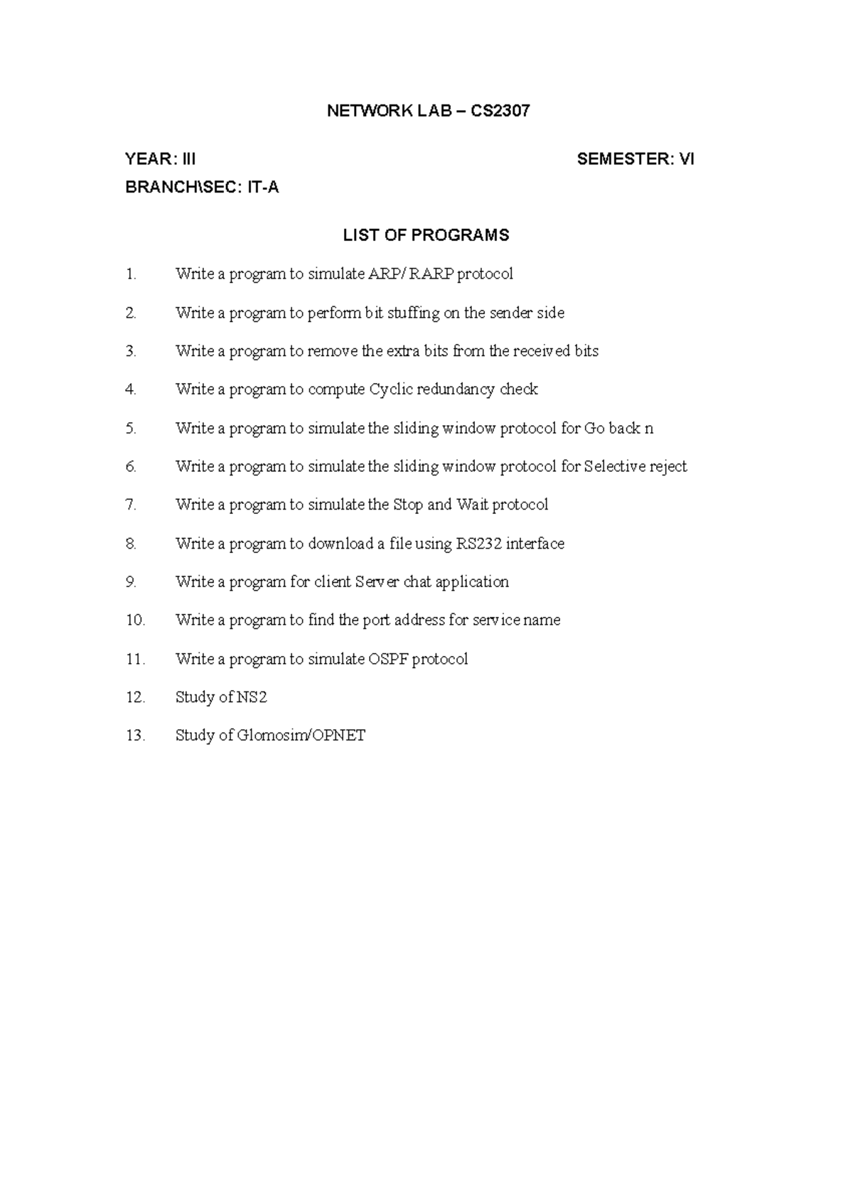 Networklabmanual-120616034325-phpapp 02 - NETWORK LAB – CS YEAR: III ...