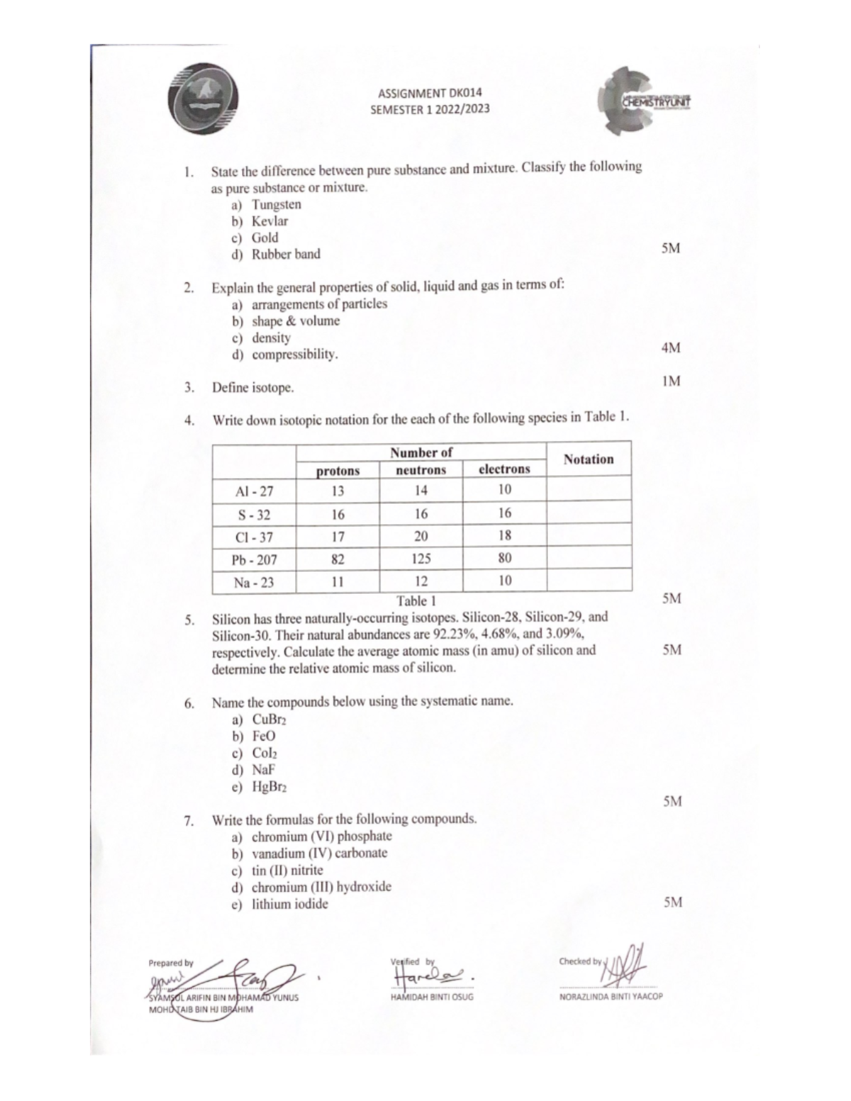 Assignment DK014 Chemistry KML - chemistry - Studocu