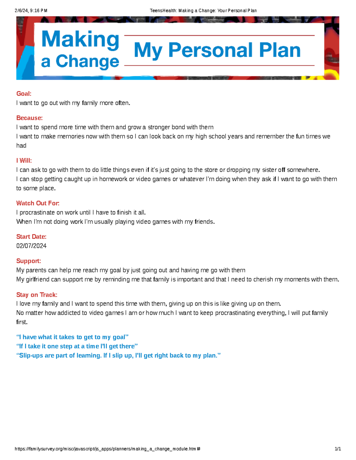 Teens Health Making a Change Your Personal Plan - 2/6/24, 9:16 PM ...