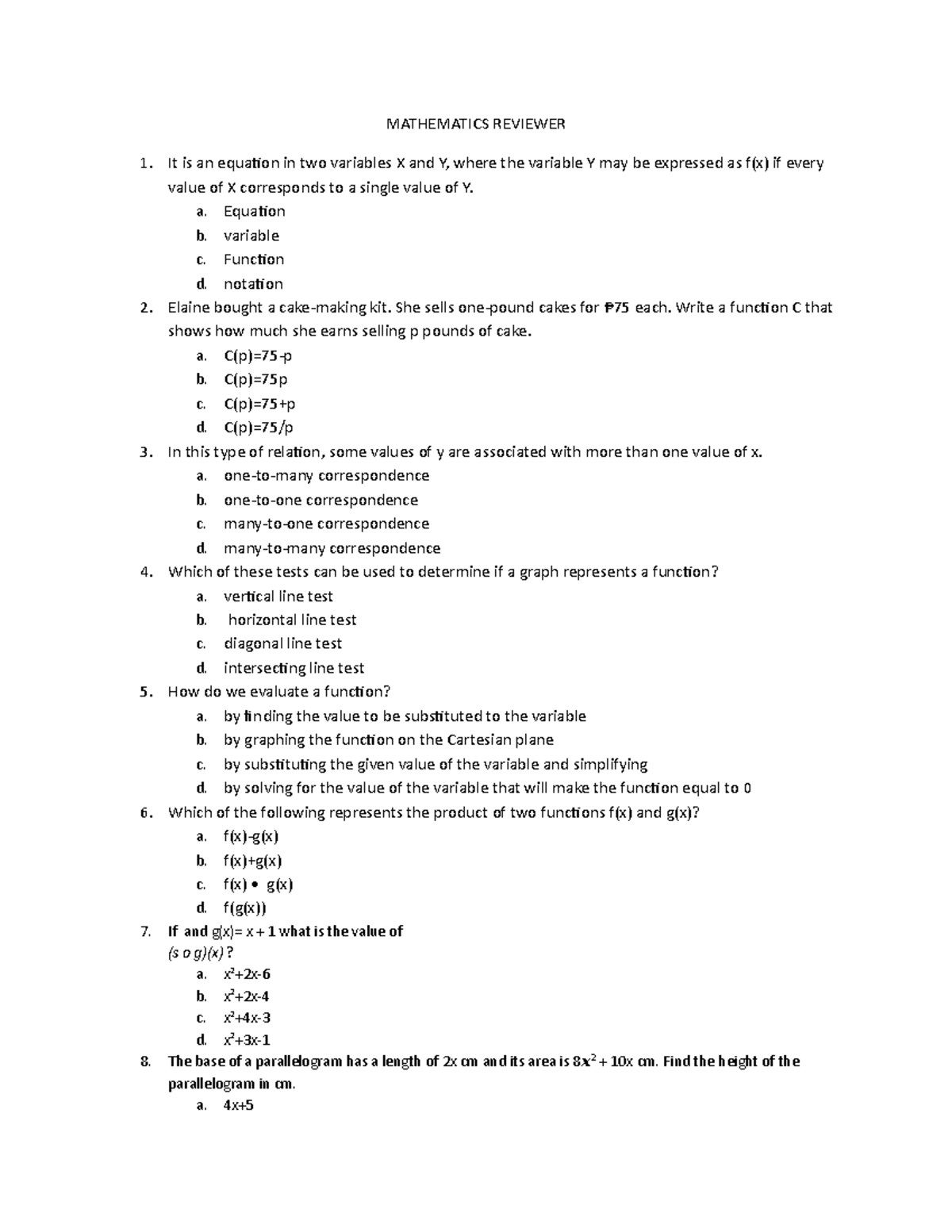 Mathematics Reviewer nolada - MATHEMATICS REVIEWER 1. It is an equation ...