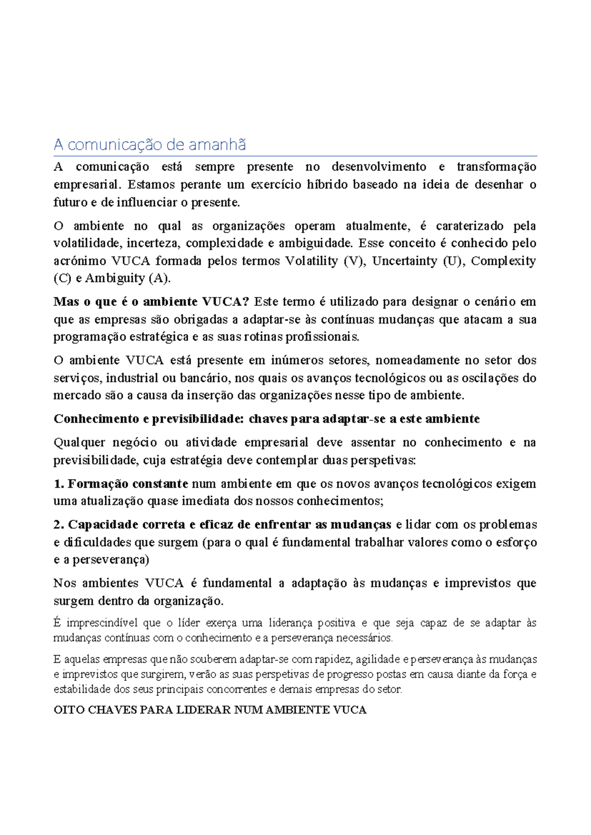 Cinm - Resumo Ciencias da comunicaçao - A comunicação de amanhã A ...