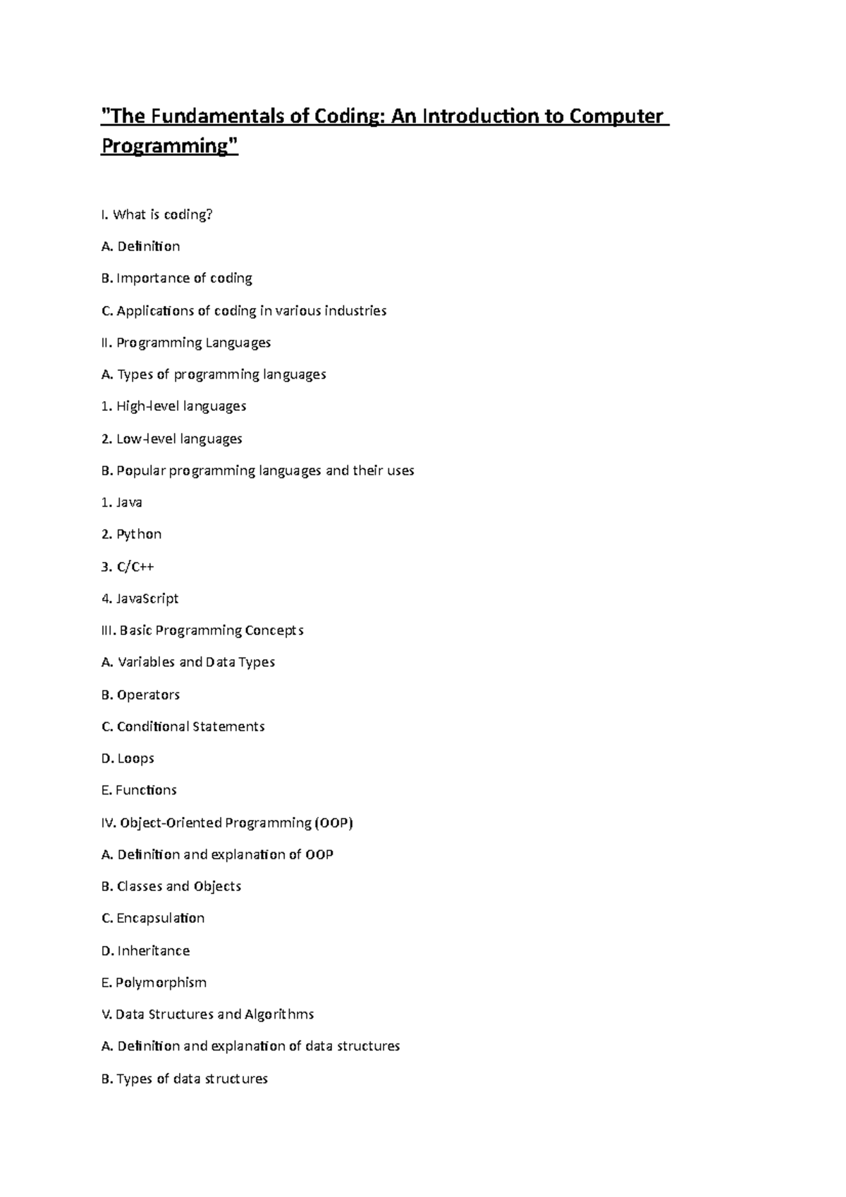 The Fundamentals of Coding - "The Fundamentals of Coding: An ...