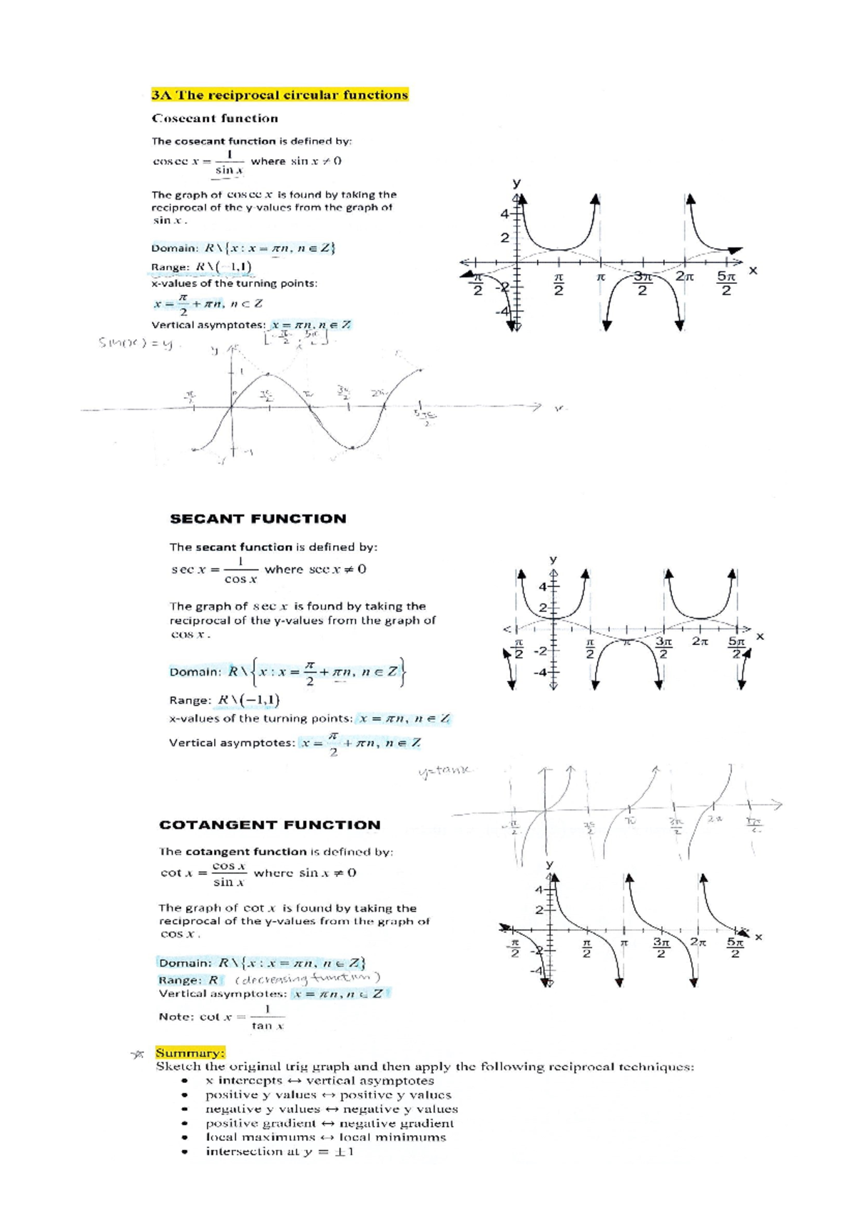 Ch3 - reference - 3A The reciprocal circular functions Cosecant ...