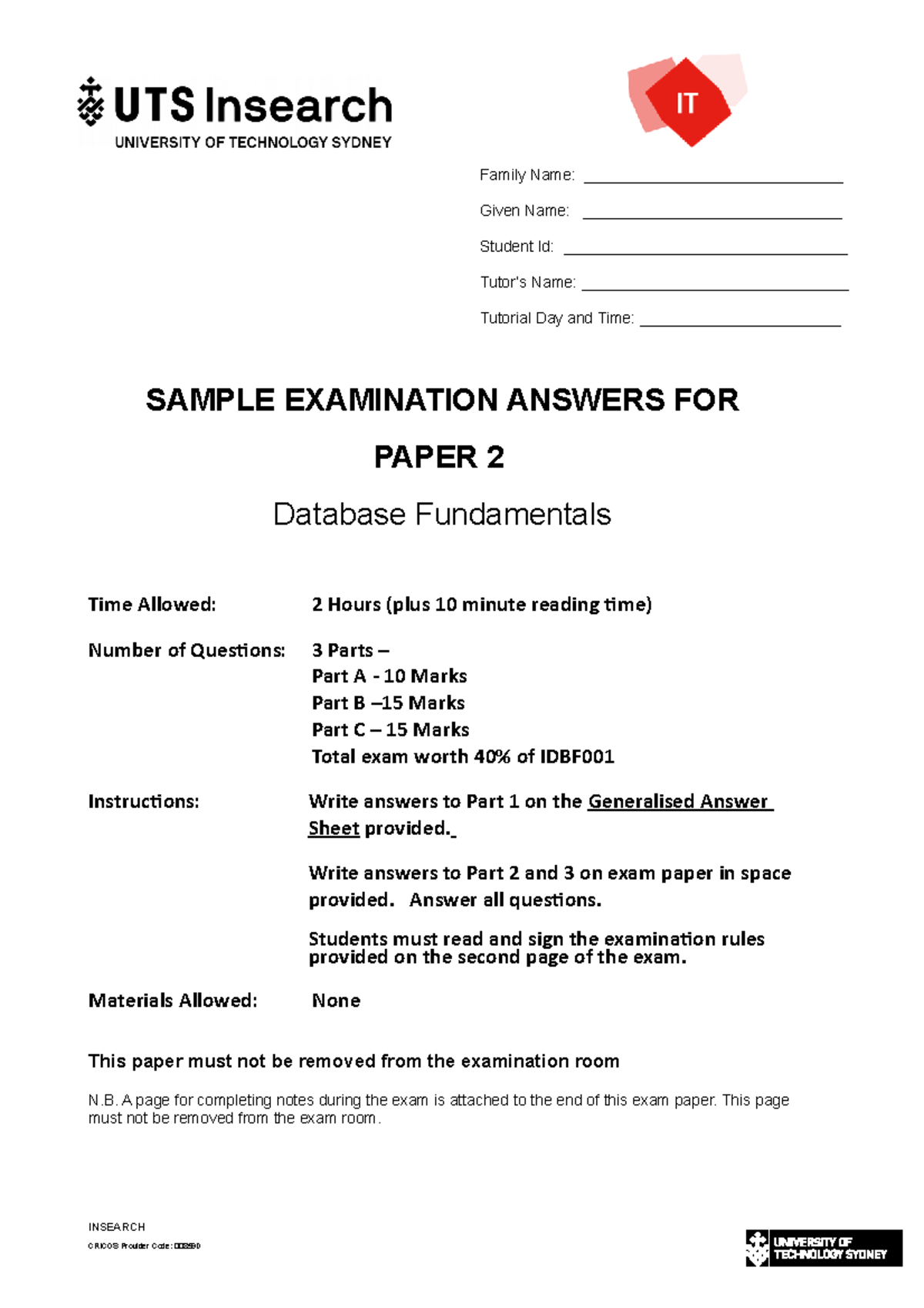 Sample Exam 2 Solution - this is a great note for final exam ...
