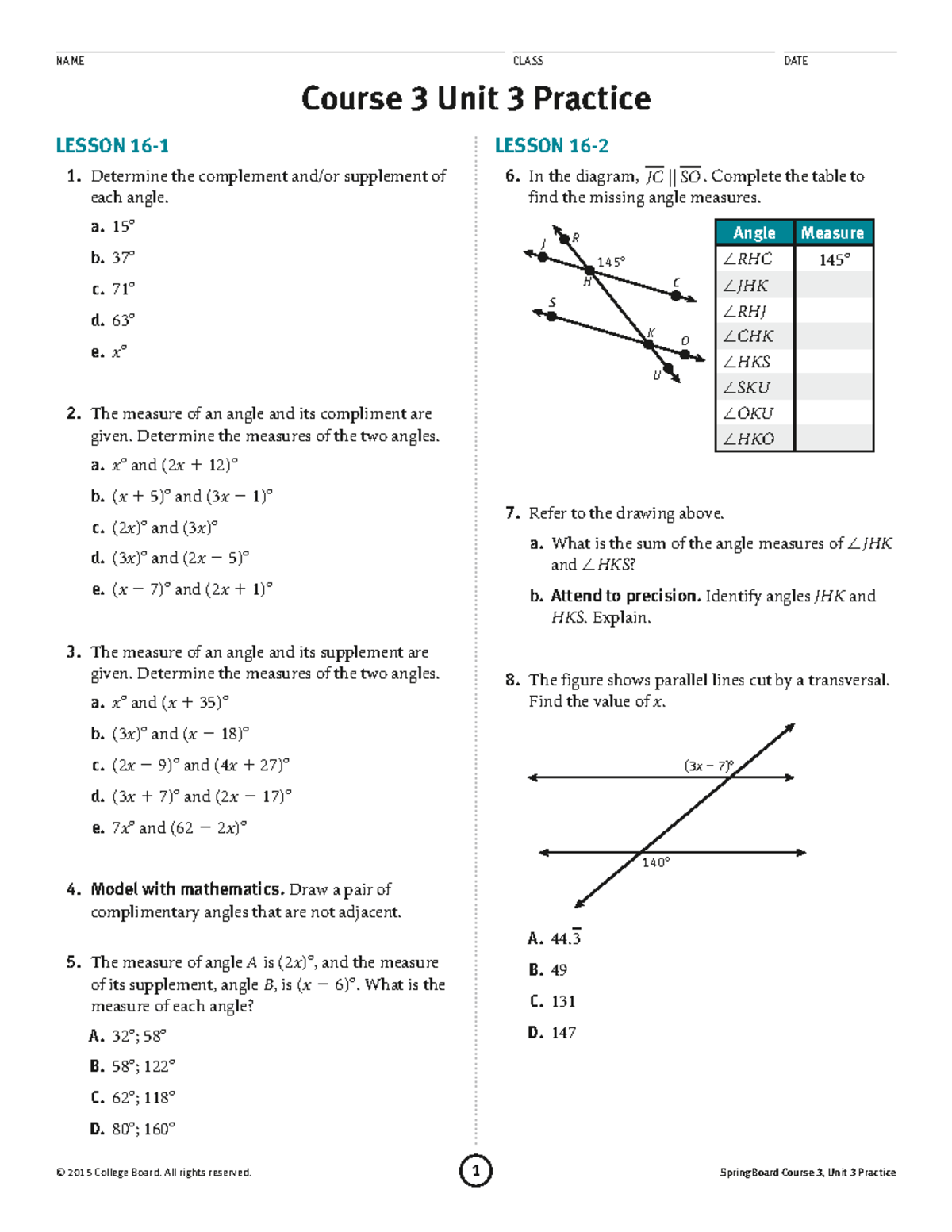 Course 3unit3 4 - AP world history assignment - LESSON 16- Determine the complement and/or - Studocu