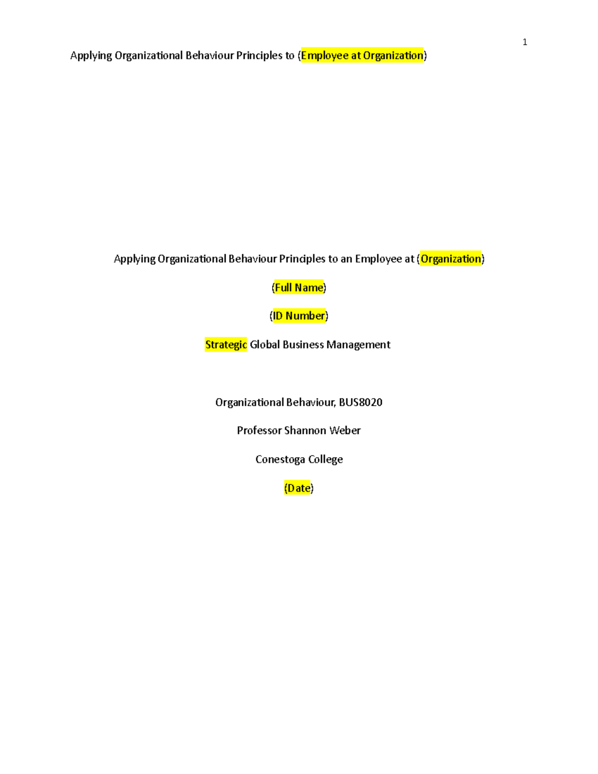 Organizational Interview Report Template - Applying Organizational ...
