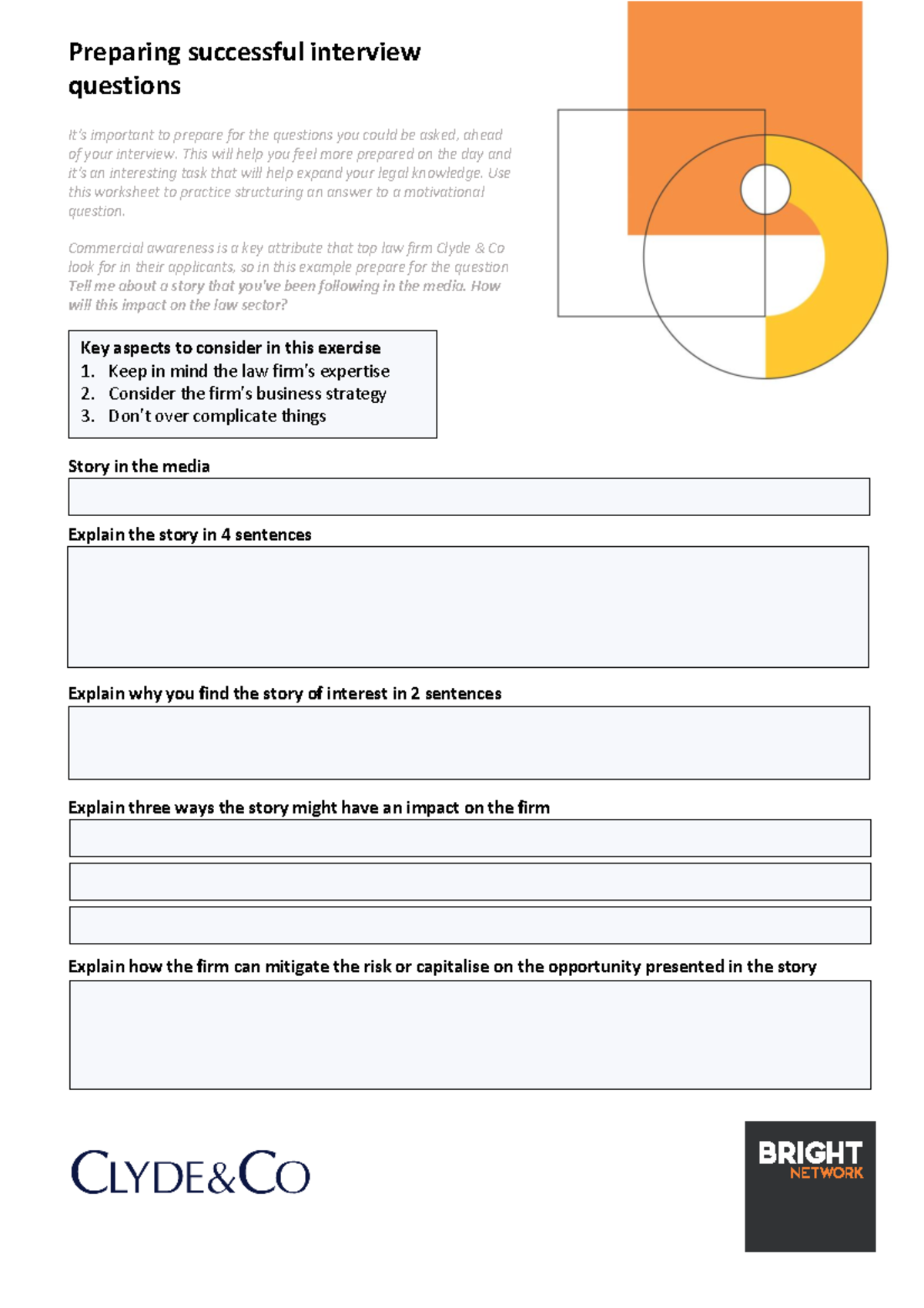 Preparing successful interview questions worksheet - Preparing ...
