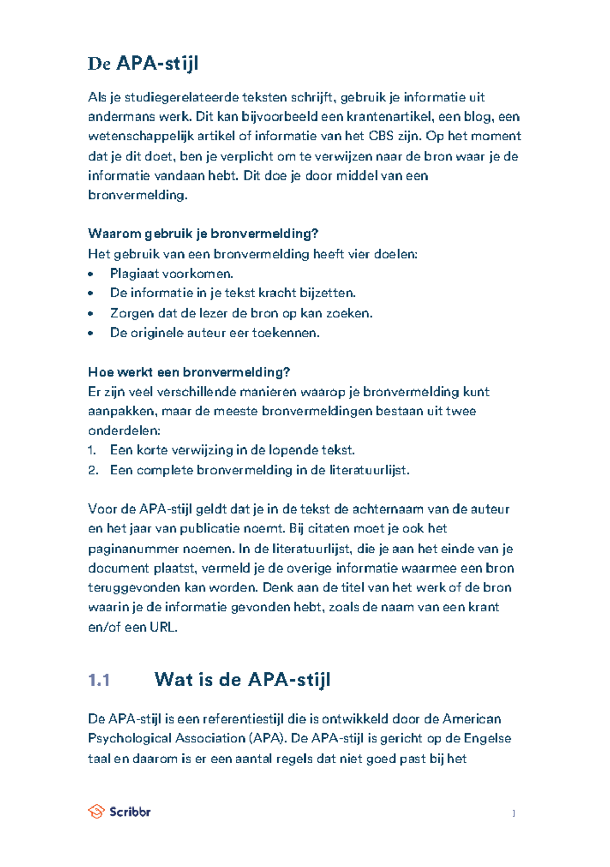 1. APA basis refereren - 1 Als je studiegerelateerde teksten schrijft ...